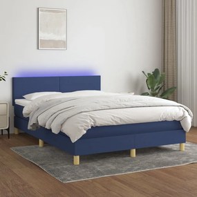 Box spring postel s matrací a LED modrá 140x190 cm textil 3133555