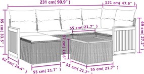 7dílná zahradní sedací souprava s poduškami béžová polyratan 3260267
