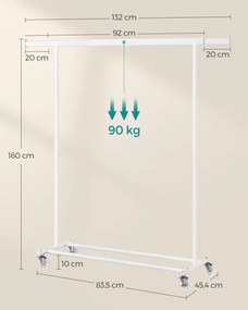 Věšákový stojan na kolečkách HSR013W01