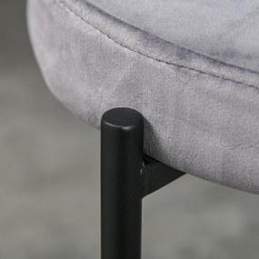HOMCOM Sada 4 jídelních židlí Stohovatelná kuchyňská židle s čalouněným sedákem sametového vzhledu, šedý kov, ideální do kuchyně a jídelny 41,5 x 41,…