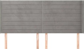 Čelo postele typu ušák světle šedé 203x16x118/128 cm samet 3119786