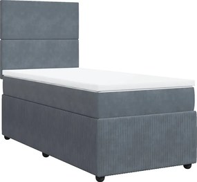 Box spring postel s matrací tmavě šedá 90x200 cm samet 3292233