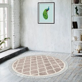 Conceptum Hypnose Kusový koberec Aln400601Kr, Krémová, Hnědá Rozměr koberce: 160 cm KRUH