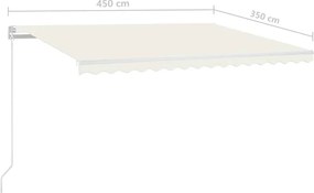 Ručně zatahovací markýza s LED světlem 450 x 350 cm krémová 3069002