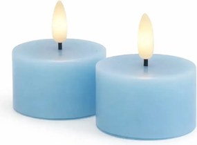Sada LED čajové svíčky na baterie Sille Tealight, Ø 6 × 3,4 cm, modrá obloha, z pravého vosku, balení 2 ks