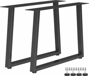 HOMCOM Sada 2 trapezových stolních nohou z oceli s 12 otvory a 12 šrouby, nosnost 75 kg, pro lavici, konferenční stolek, černá
