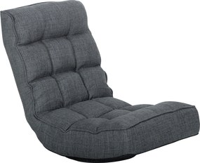 HOMCOM skládací podlahové křeslo, otočné čtecí křeslo 360° s 5stupňově nastavitelným opěradlem 58x107x79 cm, šedé