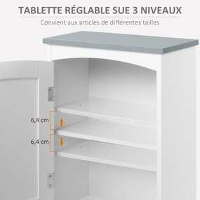 Závěsná toaleta Kleankin - Skříňka na léky s dveřmi a nastavovací policí pro koupelnu - 41 x 18,5 x 52 cm - MDF - Bílá