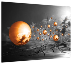 Obraz oražových abstraktních koulí (70x50 cm)
