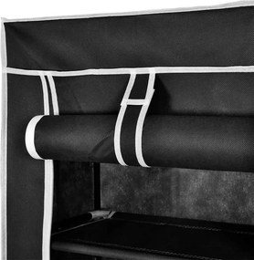 Látkový botník s dvířky - 57 x 29 x 162 cm - černý 240491