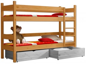 Patrová postel PETR 002 - 90x200 cm borovice masiv - OLŠE