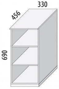 Domestav - DOMINO Skříň 2 policová hloubka 456 buk cink, mořený