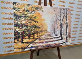 Obraz podzimní alej stromů - 90x60 cm