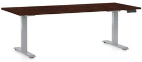 Výškově nastavitelný stůl OfficeTech D, 180 x 80 cm, šedá podnož, wenge
