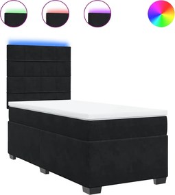 Box spring postel s matrací černá 100x200 cm samet 3293136