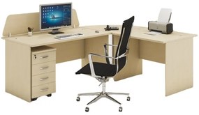 Kancelářský pracovní stůl s kontejnerem MIRELLI A+, typ E, bílá/dub sonoma