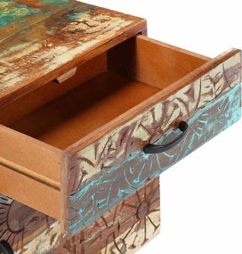 Ručně vyřezávaný noční stolek 40 x 30 x 50 cm recyklované dřevo 247911