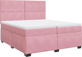 Box spring postel s matrací růžová 200x200 cm samet 3293301