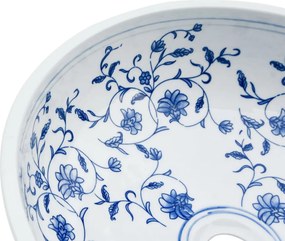 Umyvadlo na desku bílé a modré kulaté Φ 41 x 14 cm keramika 155049