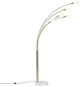 Stojací lampa ve stylu art deco zlatá, 5 světel - šedesátá léta