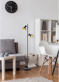 Černá stojací lampa s kovovým stínidlem (výška 144 cm) Nina – Reality