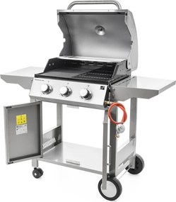 Plynový gril OKLAHOMA BBQ, 3 hořáky, s redukčním ventilem, stříbrná Penta CZ