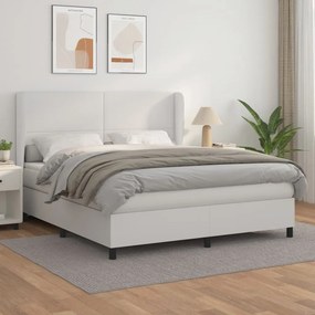 Box spring postel s matrací bílá 160x200 cm umělá kůže 3128920