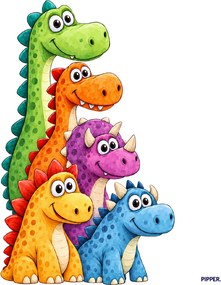 PIPPER. Barevní dinosauři – textilní samolepka na zeď