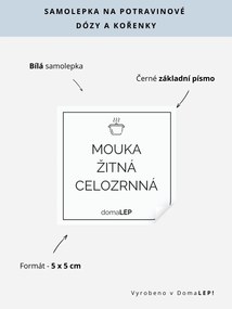 MOUKA ŽITNÁ CELOZRNNÁ– průhledná samolepka na dózu, základní písmo, 5 × 5 cm | DomaLEP
