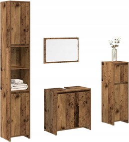 Fionshop 263864255 4dílná koupelnová sestava old wood kompozitní dřevo