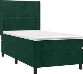 Box spring postel s matrací tmavě zelená 100x200 cm samet 3132606
