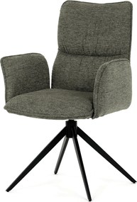 Jídelní otočná židle LIANA - zelená látka / černé kovové nohy