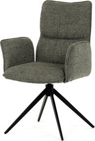 Jídelní otočná židle LIANA - zelená látka / černé kovové nohy
