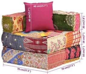 Modulární pouf s polštářem patchwork textil