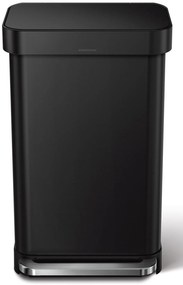 Pedálový odpadkový koš Simplehuman – 45 l, matná černá ocel, kapsa na sáčky