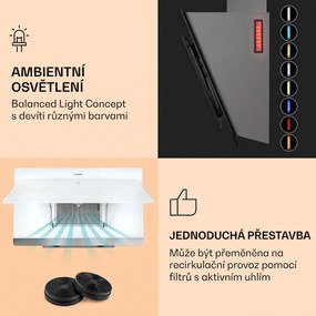 Klarstein Aurora Eco 90, digestoř, 90 cm, nástěnná, 550 m³/h, A+, dotykové ovládání, bílá