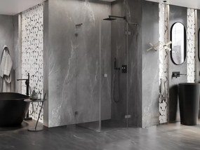 Mexen Lunar, L výklopný sprchový kout pravý 70 x 70 cm, 8mm čiré sklo, grafitový profil, 834L-070-070-95-00-P