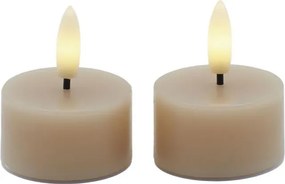 Sada LED čajové svíčky na baterie Sille Tealight, Ø 4,5 × 2,2 cm, světlý karamel, z pravého vosku, balení 2 ks