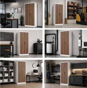 Kancelářská skříň na dokumenty bílá / ořech: Eco Design JAN 900 x 1850 x 400 mm