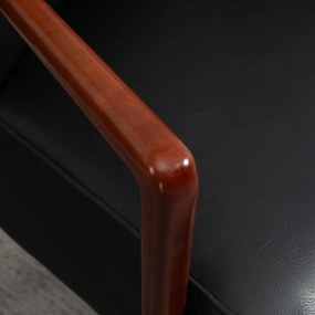 Čalouněné křeslo HOMCOM s područkami, čalouněné, dřevěné nohy, imitace kůže, stylové akcentní křeslo do obývacího pokoje a ložnice | Aosom.de