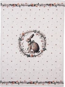 Bavlněná utěrka se zajícem Natural Linen Easter - 50*70 cm