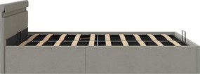 Rám postele úložný prostor LED světle šedý textil 180 x 200 cm 285611