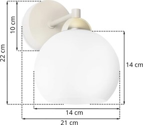 Nástěnné svítidlo Eliza 1, 1x bílé skleněné stínítko, g/be