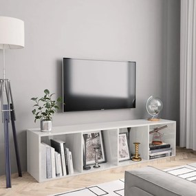 vidaXL Knihovna/TV skříňka bílá s vysokým leskem 143 x 30 x 36 cm