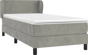 Box spring postel s matrací světle šedá 90x200 cm samet 3127349