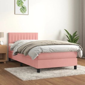 Box spring postel s matrací růžová 90x190 cm samet 3141400
