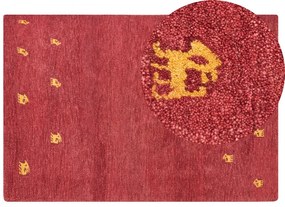 Vlněný koberec gabbeh 140 x 200 cm červený YARALI Beliani