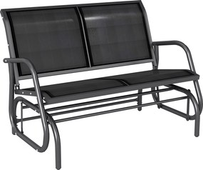 Outsunny Houpací křeslo 2-sedák Zahradní lavice Zahradní houpačka Lavice Sedadlo Park Lavice Kovový zahradní nábytek Černá 120 x 70 x 88 cm