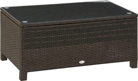 Outsunny Zahradní Boční Stolek Kávový Stolek Patio Poly Rattan Hnědý 85 x 50 x 39 cm | Aosom