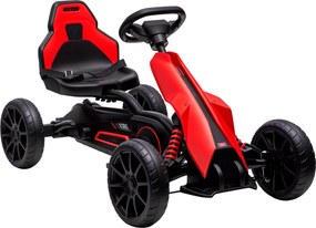 HOMCOM Go-Kart s pedály a ruční brzdou, nastavitelným sedadlem, vpřed a vzad, dětské vozidlo s EVA koly, dětský kettcar pro děti ve věku 3-8 let Červe